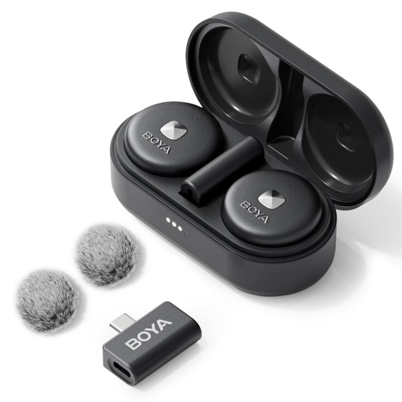 BOYA Omic-U Android スマートフォン ピンマイク ワイヤレス マグネットクリップ付き ワイヤレス充電 48KHz HD音質 全方位ノイズキャンセリング インスタント接続 最大15時間バッテリー駆動ワイヤレスクリップ式マイク...