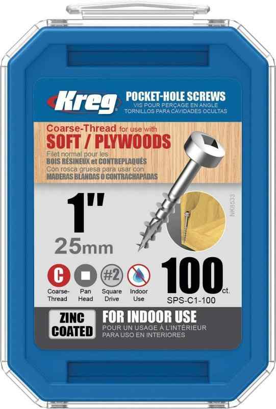Kreg パンヘッドスクリュー 25mm 粗目 (100本入)25mmの粗目パンヘッドスクリュー（100本入り）です。13mmから16mm程度の厚さの軟材の接合に適しています。通常のポケットホールジョイントと、マイクロポケットホールのジョイ...