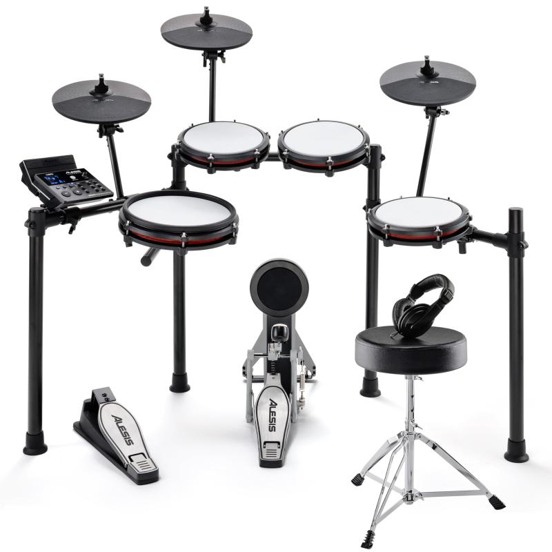 Alesis Nitro Max Kit 電子ドラム セット 静音メッシュパッド 折りたたみ式 10ピース Bluetooth USB MIDI ドラムスティック 練習 キックペダル付き