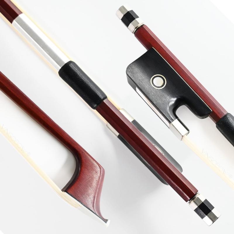 VINGOBOW ブラジルウッド チェロボウ 35.6 cm-43.2 cm ヴィオラ フルサイズ 74.5cm 黒檀 カエル ナチュラル モンゴル ホワイト 馬毛 バランスのとれたスイートトーン無料のボウカバー - 本製品にはVINGOB...