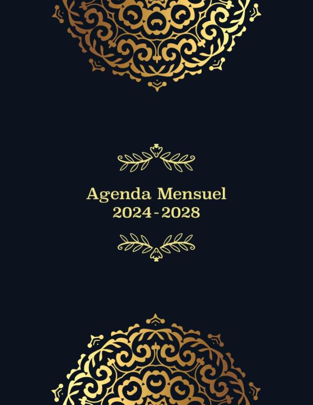 Agenda mensuel 2024-2028: Planificateur mensuel 5 ans 60 mois, 1 mois sur 2 pages | Calendrier du 1er janvier 2024 au 31...
