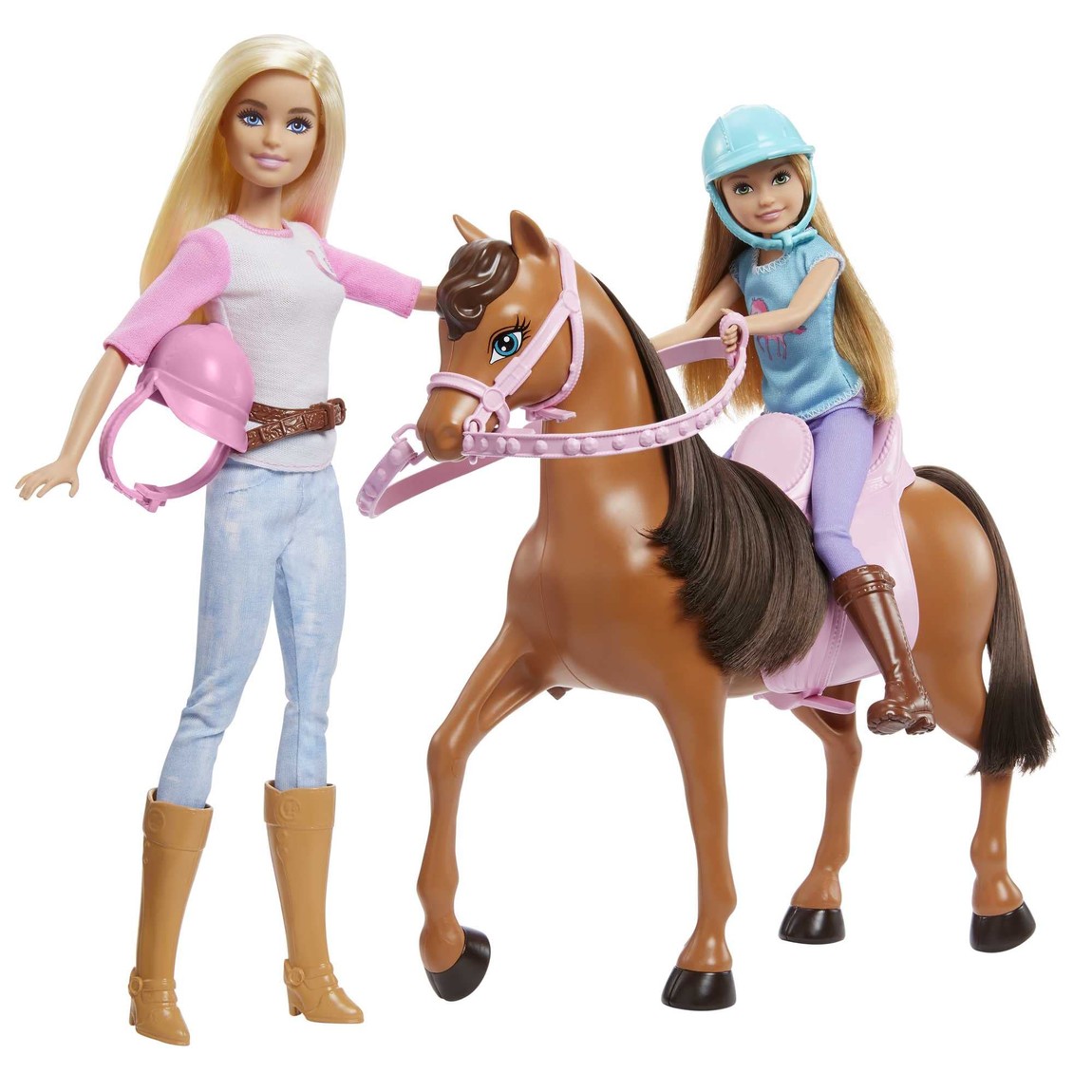 PRODUCT DETAILS バービー ステイシー 姉妹と馬のプレイセット 乗馬ウェア 2人乗りサドル おもちゃ 着せ替え人形【商品仕様】・ アイテム種別：ドール・プレイセット・ 対象年齢：3歳以上・ 電池：不要・ セット内容：バービー人...