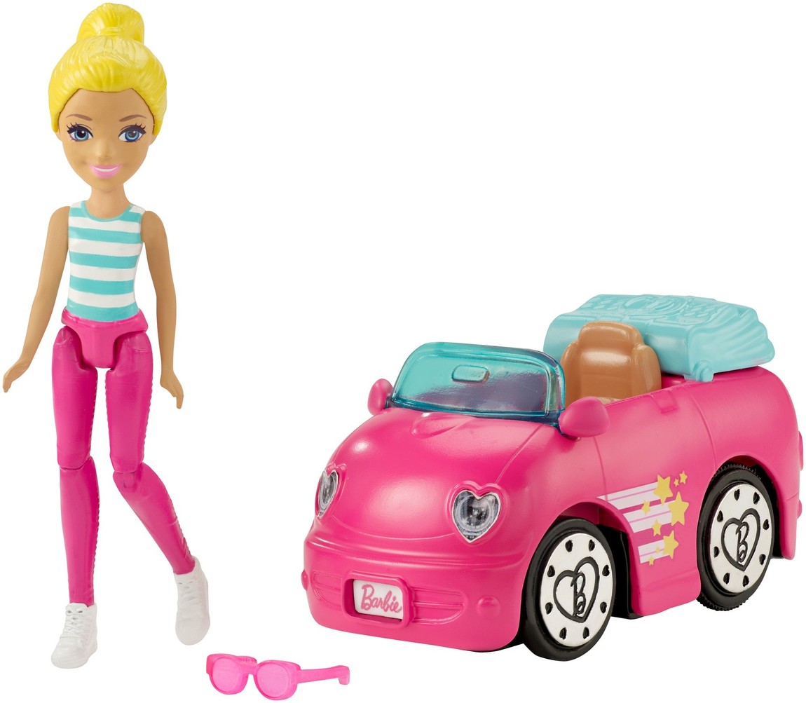 PRODUCT DETAILS バービー オンザゴー ミニドール ピンクコンバーチブル プレイセット 走る車 着せ替え人形 フィギュア【商品仕様】・ アイテム種別：ミニドール・プレイセット・ ドールサイズ：約10cm（4インチ）・ 電源：電...