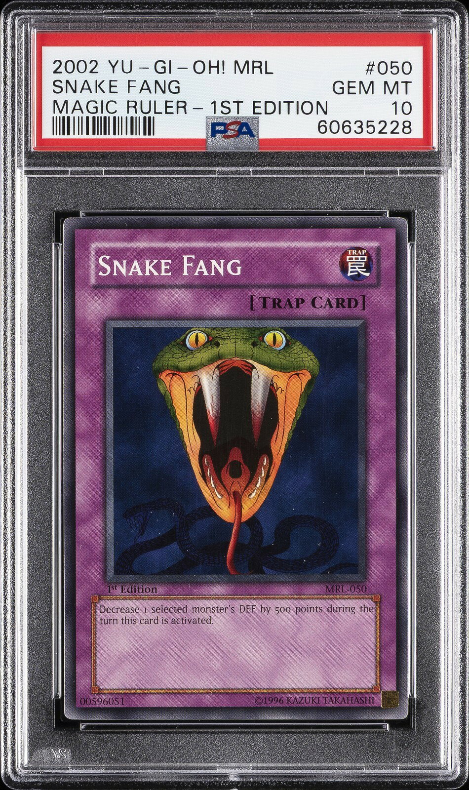PRODUCT DETAILS 【商品情報】・鑑定機関:PSA・グレード:10・カード名（キャラクター）:Snake Fang・年式・シリーズ（セット名）:2002 MRL-Magic Ruler 1st Edition・カード番号:#05...