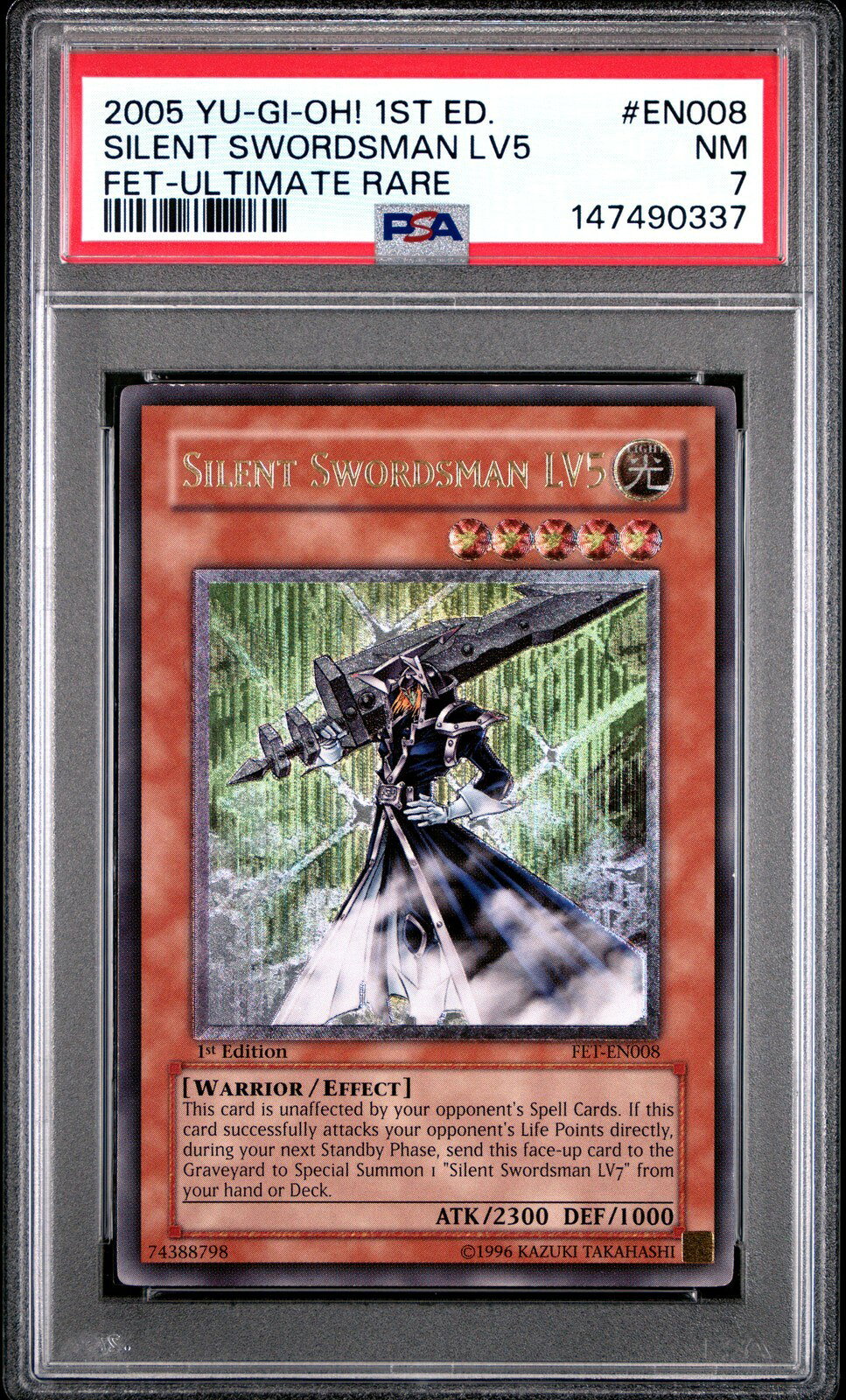 PRODUCT DETAILS 【商品情報】・鑑定機関:PSA・グレード:7・カード名（キャラクター）:SILENT SWORDSMAN LV5・年式・シリーズ（セット名）:2005 FET-FLAMING ETERNITY・カード番号:#...