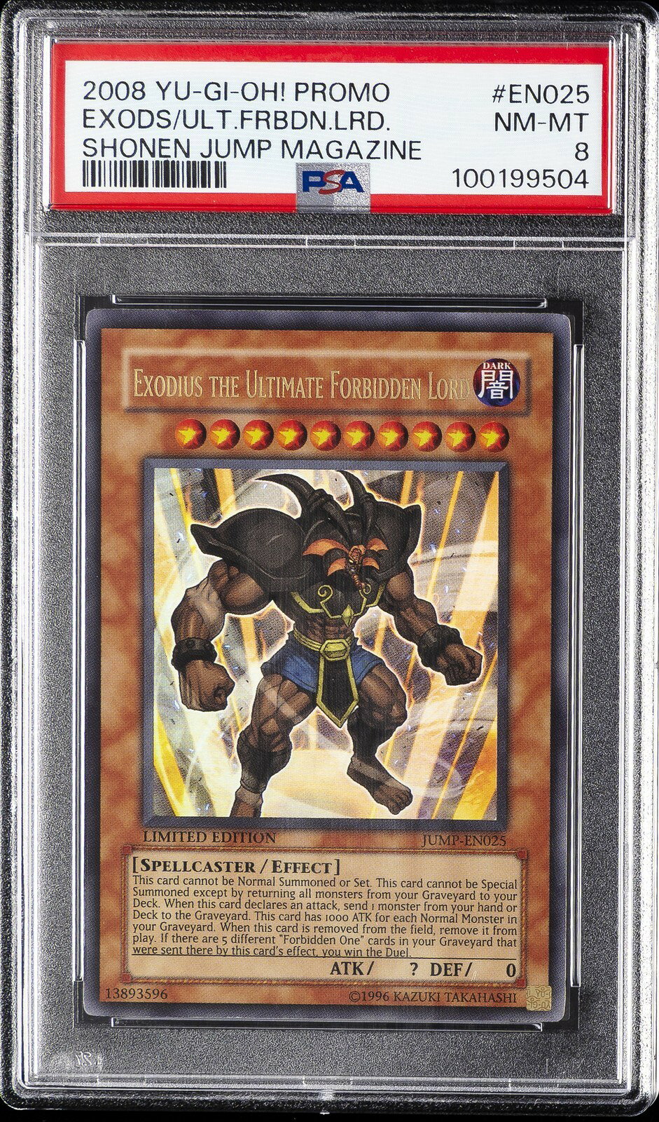 PRODUCT DETAILS 【商品情報】・鑑定機関:PSA・グレード:8・カード名（キャラクター）:Exodius the Ultimate Forbidden Lord (究極封印神エクゾディオス)・年式・シリーズ（セット名）:200...