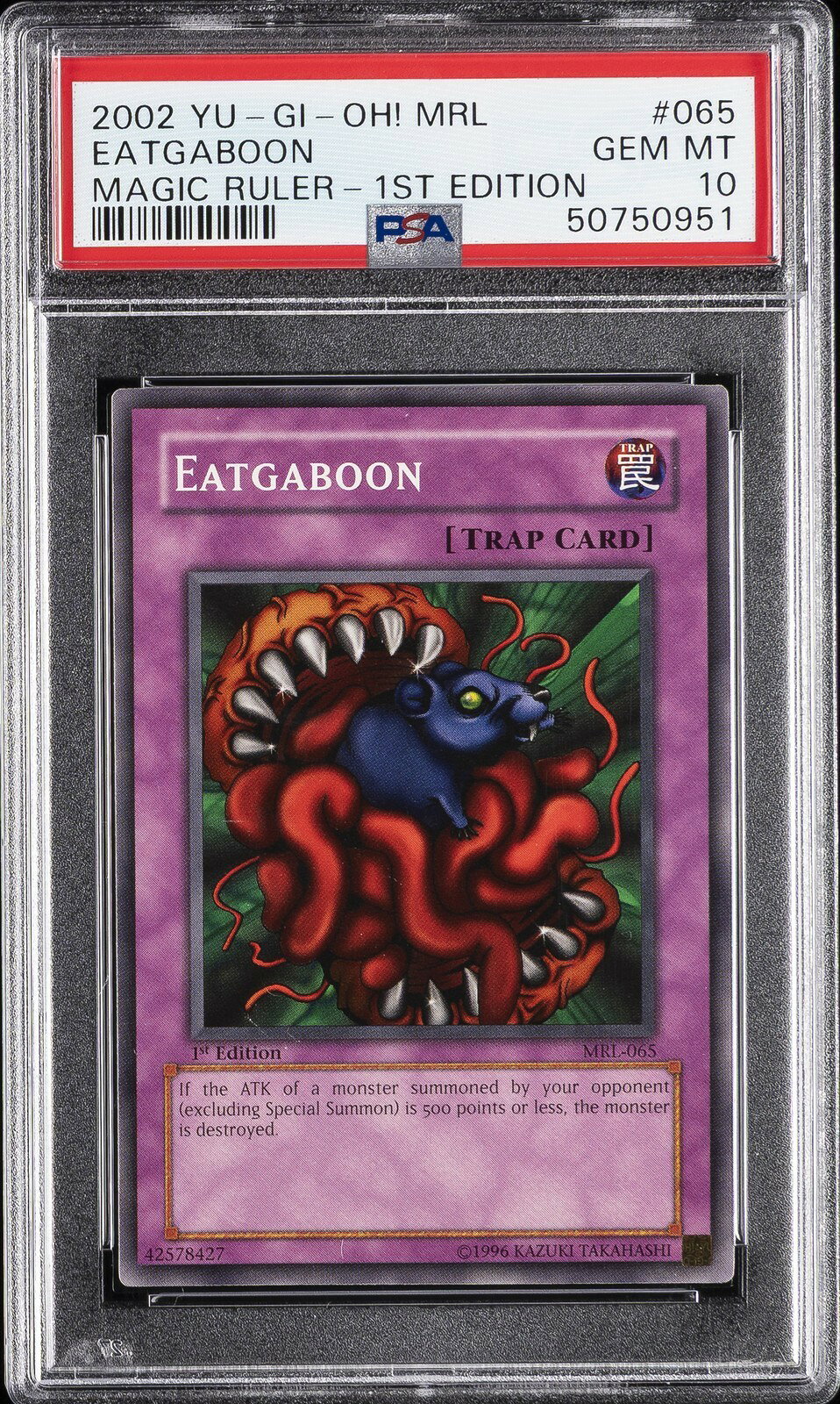 PRODUCT DETAILS 【商品情報】・鑑定機関：PSA・グレード：10・カード名（キャラクター）：EATGABOON (イートガブーン)・年式・シリーズ（セット名）：2002 MRL-MAGIC RULER (1ST EDITION...