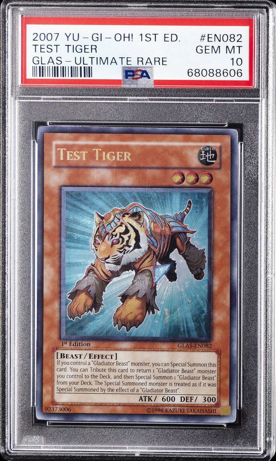 PRODUCT DETAILS 【商品情報】・鑑定機関:PSA・グレード:10・カード名（キャラクター）:Test Tiger (テスト・タイガー)・年式・シリーズ（セット名）:2007年 Gladiator's Assault・カード番号...