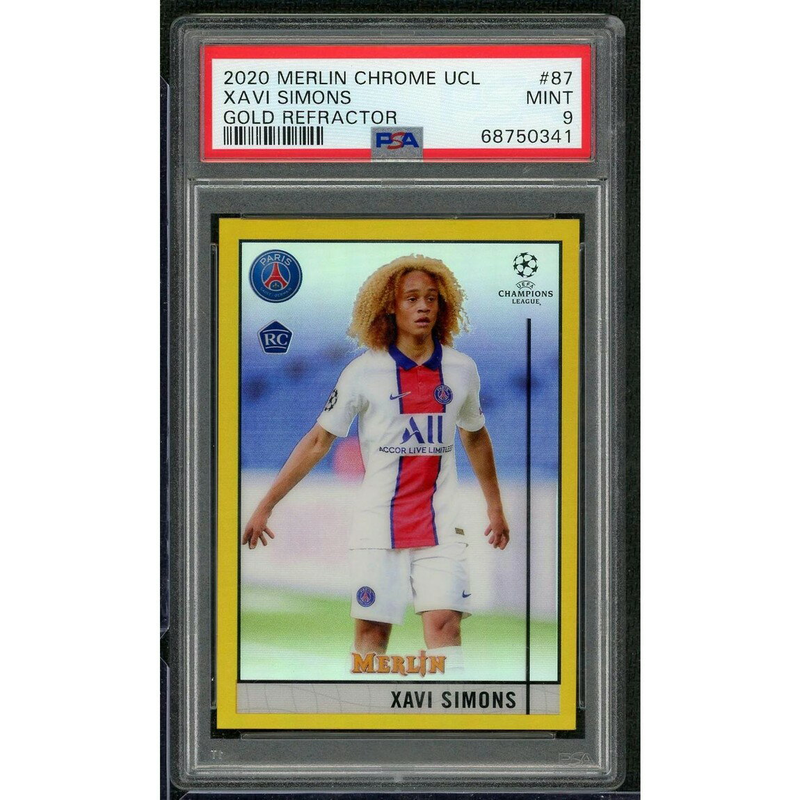 PRODUCT DETAILS サッカー 2020 Topps Merlin Chrome UCL シャビ・シモンズ Gold Rookie /50 #87 PSA 9 鑑定済【中古】【商品情報】・鑑定機関：PSA・グレード：9・選手：シャ...