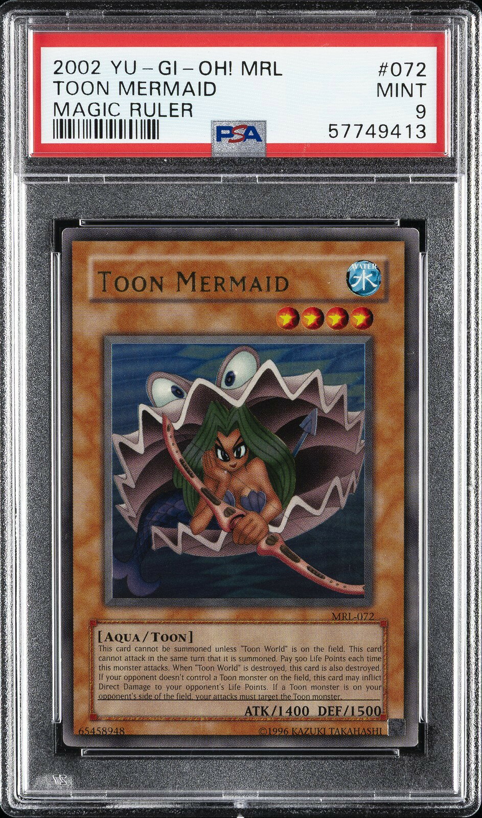 PRODUCT DETAILS 【商品情報】・鑑定機関: PSA・グレード: 9・カード名（キャラクター）: TOON MERMAID (トゥーン・マーメイド)・年式・シリーズ（セット名）: 2002 MRL-MAGIC RULER・カード...