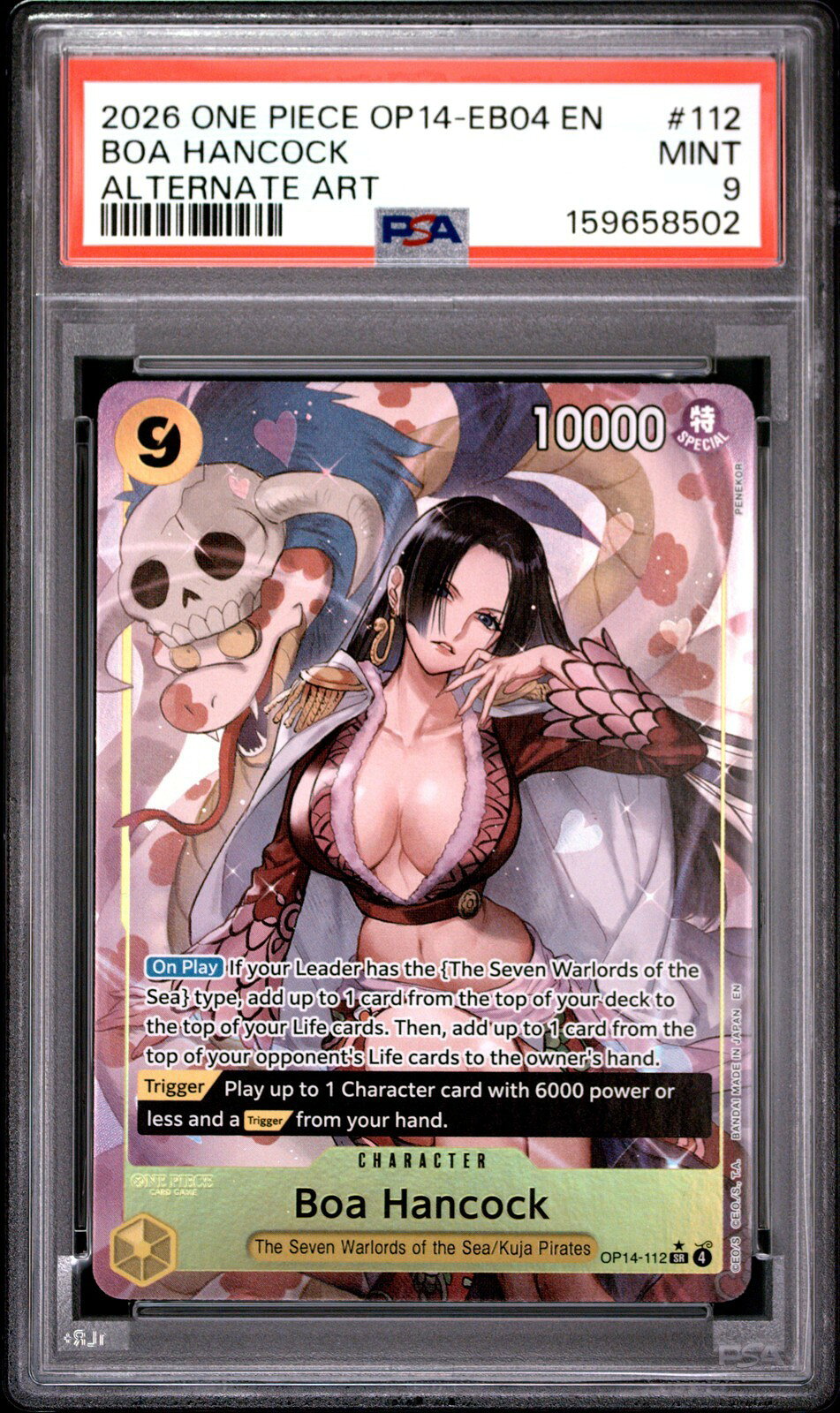 PRODUCT DETAILS 【商品情報】・鑑定機関: PSA・グレード: 9・カード名（キャラクター）: BOA HANCOCK (ボア・ハンコック)・年式・シリーズ（セット名）: 2026 ONE PIECE OP14-EB04 TH...