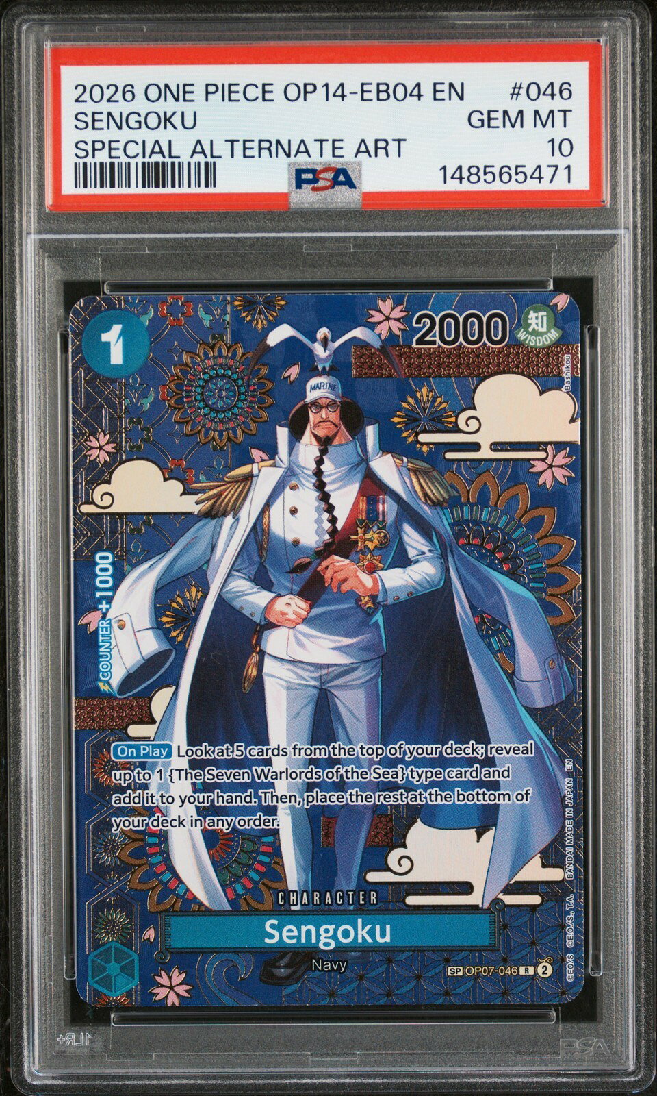 PRODUCT DETAILS 【商品情報】・鑑定機関：PSA・グレード：10・カード名（キャラクター）：SENGOKU（センゴク）・年式・シリーズ（セット名）：2026 OP14-EB04-THE AZURE SEA'S SEVEN・カー...