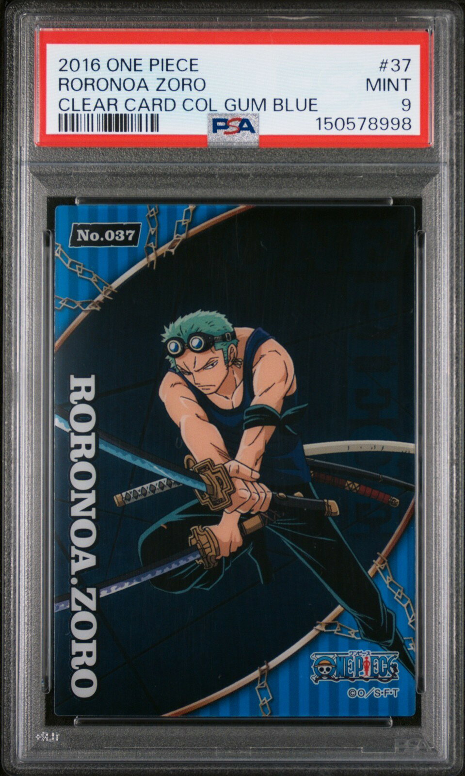 PRODUCT DETAILS 【商品情報】・鑑定機関：PSA・グレード：9・カード名（キャラクター）：ロロノア・ゾロ (RORONOA ZORO)・年式・シリーズ（セット名）：2016 ENSKY ONE PIECE CLEAR CARD...