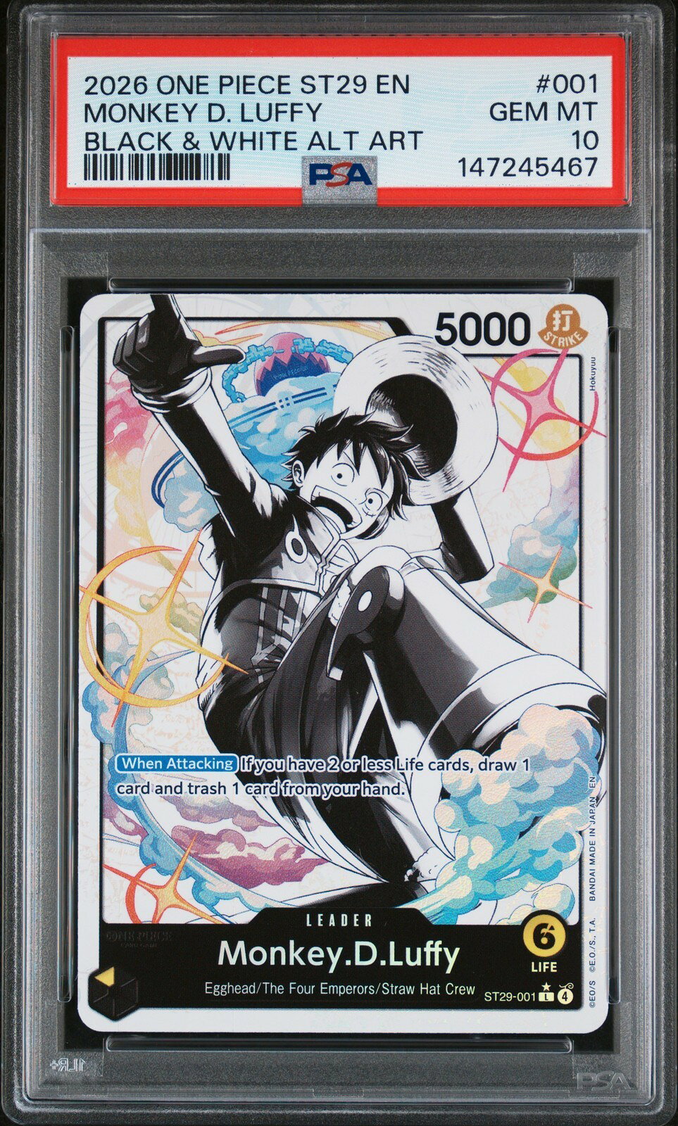 PRODUCT DETAILS 【商品情報】・鑑定機関: PSA・グレード: 10・カード名（キャラクター）: MONKEY D. LUFFY モンキー・D・ルフィ・年式・シリーズ（セット名）: 2026 ONE PIECE STARTER...