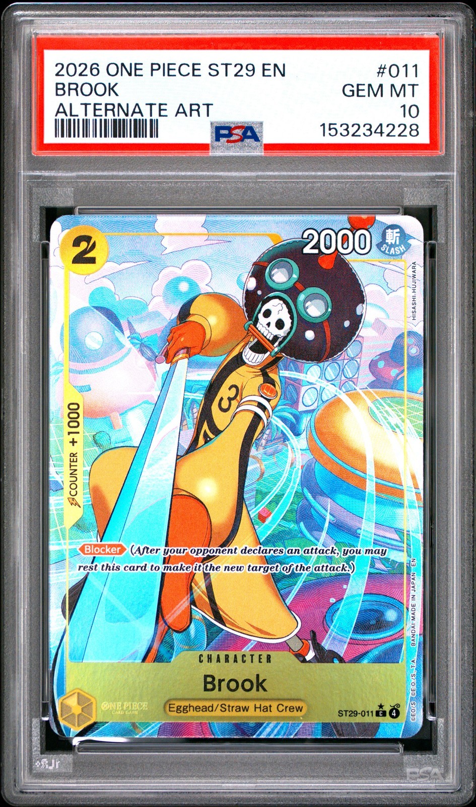 PRODUCT DETAILS 【商品情報】・鑑定機関: PSA・グレード: 10・カード名（キャラクター）: BROOK・年式・シリーズ（セット名）: 2026 ONE PIECE STARTER DECK ST29-EGGHEAD・カー...