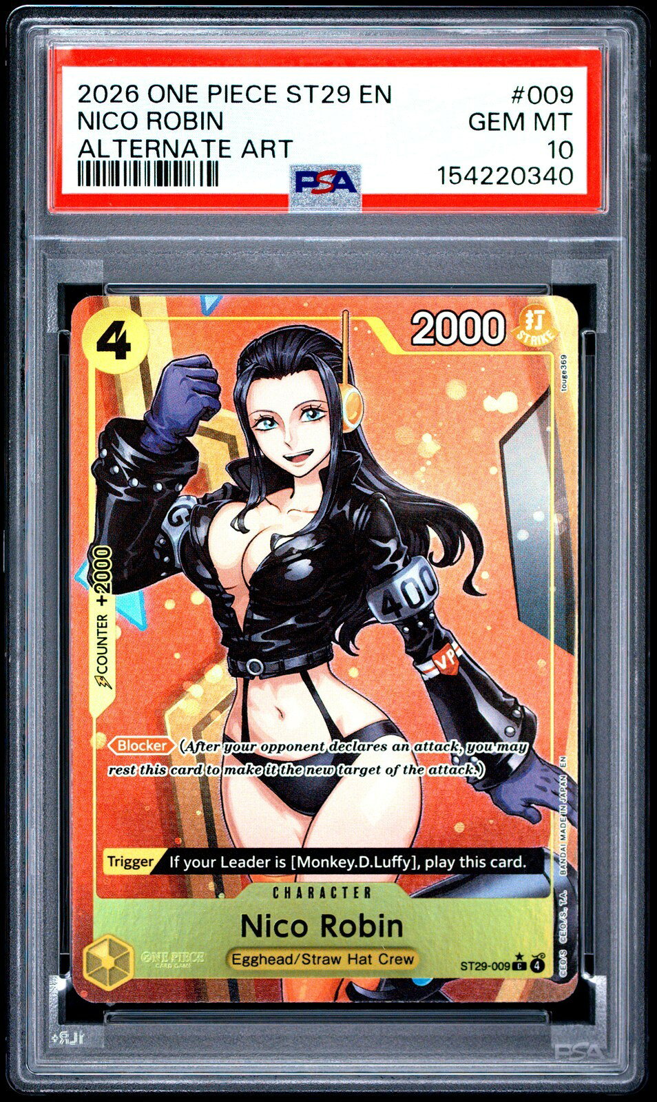 PRODUCT DETAILS 【商品情報】・鑑定機関：PSA・グレード：10・カード名（キャラクター）：NICO ROBIN・年式・シリーズ（セット名）：2026 STARTER DECK ST29-EGGHEAD・カード番号：#009・...