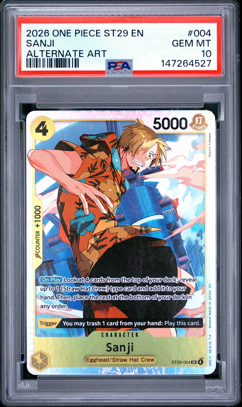 PRODUCT DETAILS 【商品情報】・鑑定機関: PSA・グレード: 10・カード名（キャラクター）: SANJI (サンジ)・年式・シリーズ（セット名）: 2026 ONE PIECE STARTER DECK ST29-EGGH...