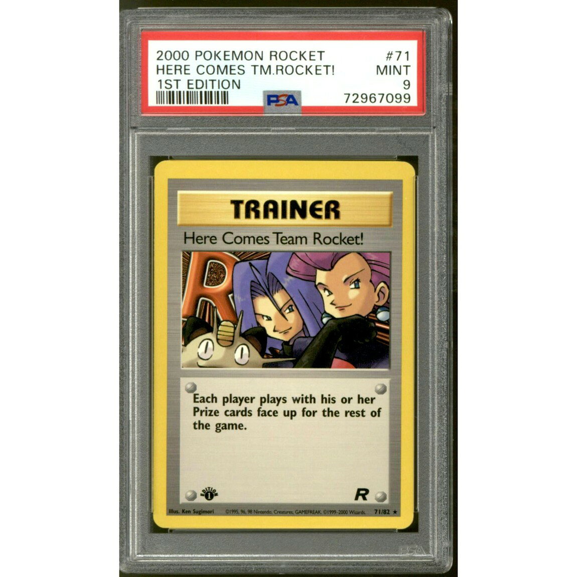 PRODUCT DETAILS 【商品情報】・鑑定機関：PSA・グレード：9・カード名（キャラクター）：Here Comes Team Rocket!・年式・シリーズ（セット名）：2000 Team Rocket 1st Edition・カ...
