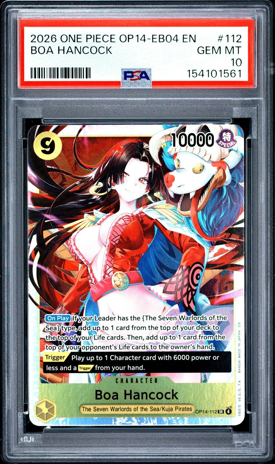 PRODUCT DETAILS 【商品情報】・鑑定機関:PSA・グレード:10・カード名（キャラクター）:BOA HANCOCK (ボア・ハンコック)・年式・シリーズ（セット名）:2026 ONE PIECE OP14-EB04-THE A...