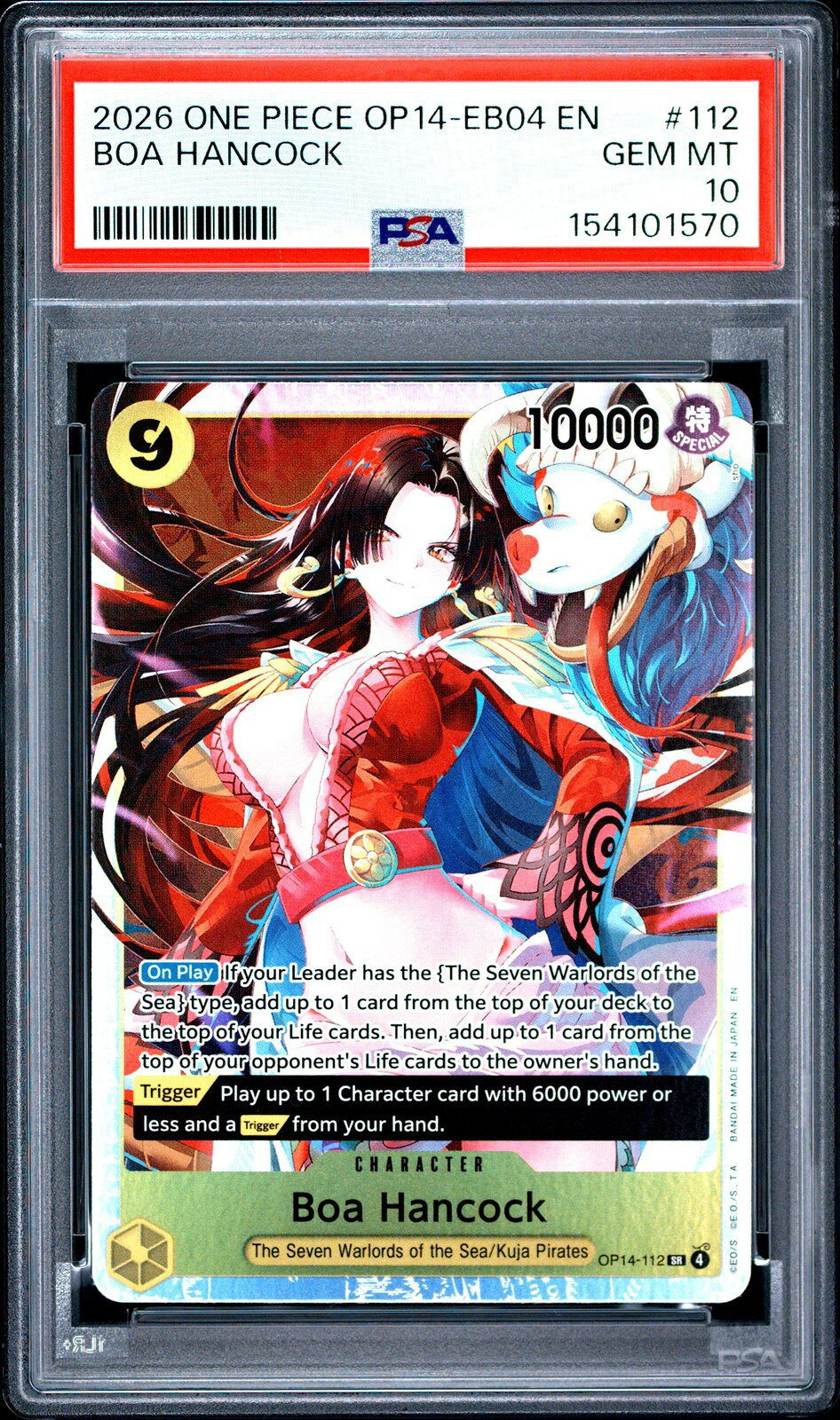 PRODUCT DETAILS 【商品情報】・鑑定機関:PSA・グレード:10・カード名（キャラクター）:BOA HANCOCK（ボア・ハンコック）・年式・シリーズ（セット名）:2026 ONE PIECE OP14-EB04-THE AZ...