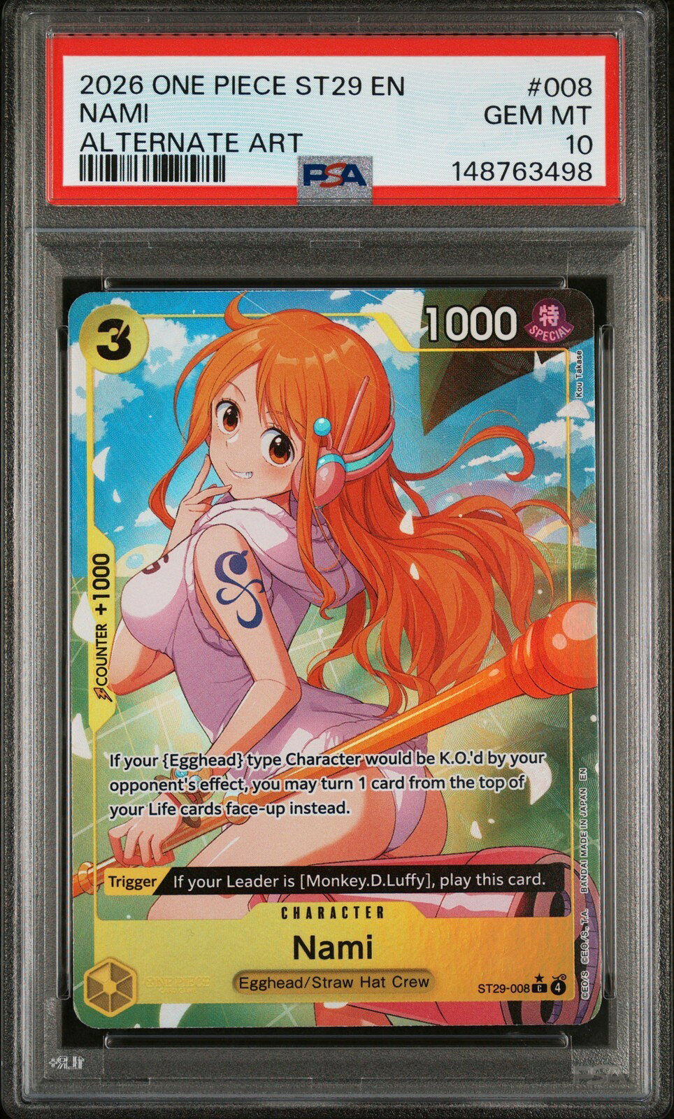 PRODUCT DETAILS 【商品情報】・鑑定機関: PSA・グレード: 10・カード名（キャラクター）: NAMI（ナミ）・年式・シリーズ（セット名）: 2026 ONE PIECE STARTER DECK ST29-EGGHEAD...