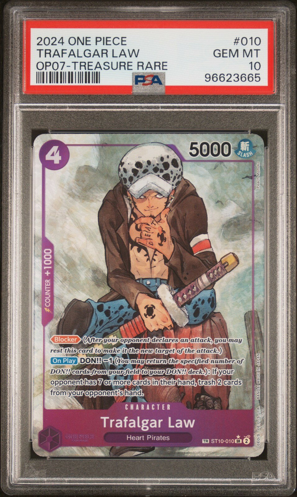 PRODUCT DETAILS 【商品情報】・鑑定機関:PSA・グレード:10・カード名（キャラクター）:Trafalgar Law (トラファルガー・ロー)・年式・シリーズ（セット名）:2024 500 Years in the Futu...