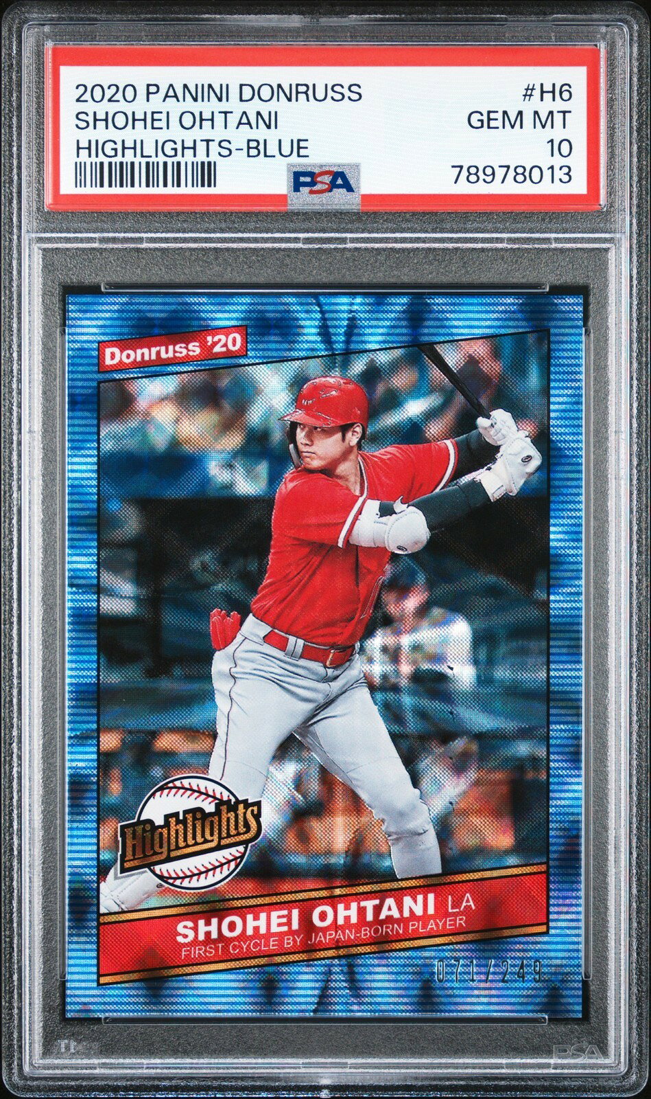 PRODUCT DETAILS MLB 2020 Panini Donruss Highlights 大谷翔平 Blue Parallel 71/249 #H6 PSA10 鑑定済【中古】【商品情報】・鑑定機関：PSA・グレード：10・選手...