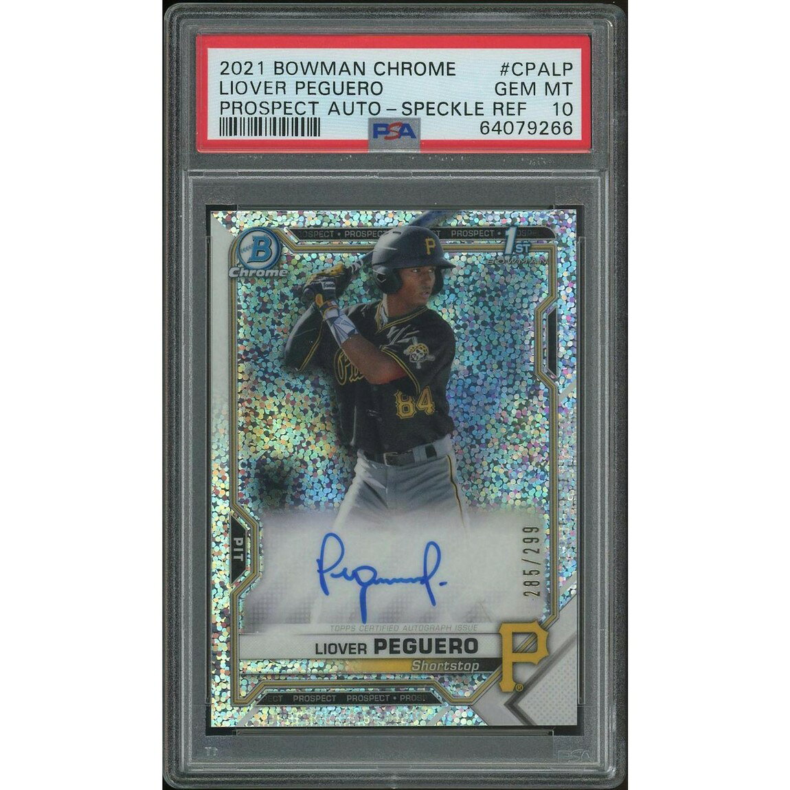 PRODUCT DETAILS 【中古】MLB 2021 Bowman Chrome リオバー・ペゲーロ Speckle Refractor Rookie Auto #CPALP 285/299 PSA 10 鑑定済【商品情報】・ 鑑定機関...