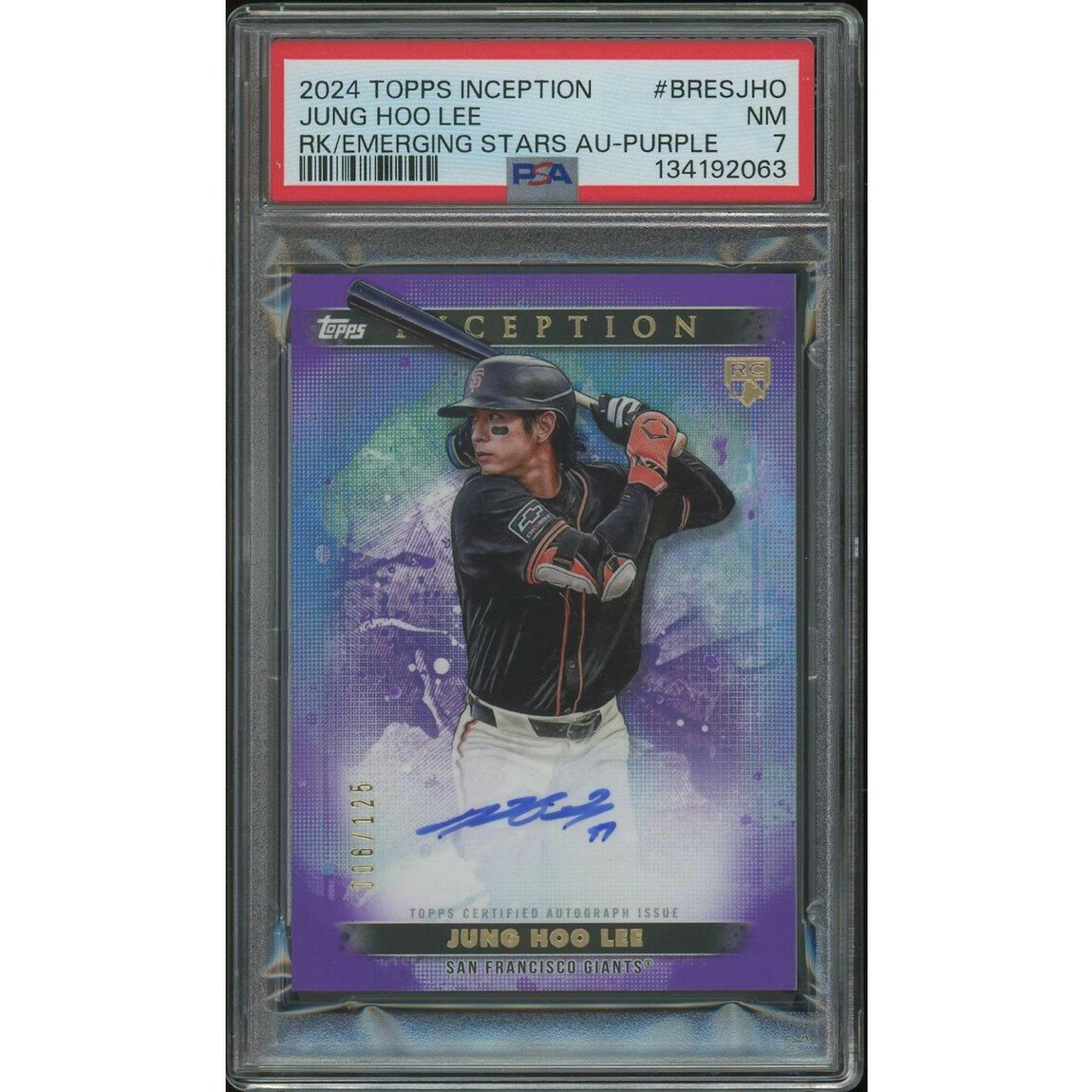 PRODUCT DETAILS 【中古】MLB 2024 Topps Inception イ・ジョンフ Emerging Stars Purple Rookie Auto #BRESJHO /125 PSA 7 鑑定済【商品情報】・ 鑑定機...