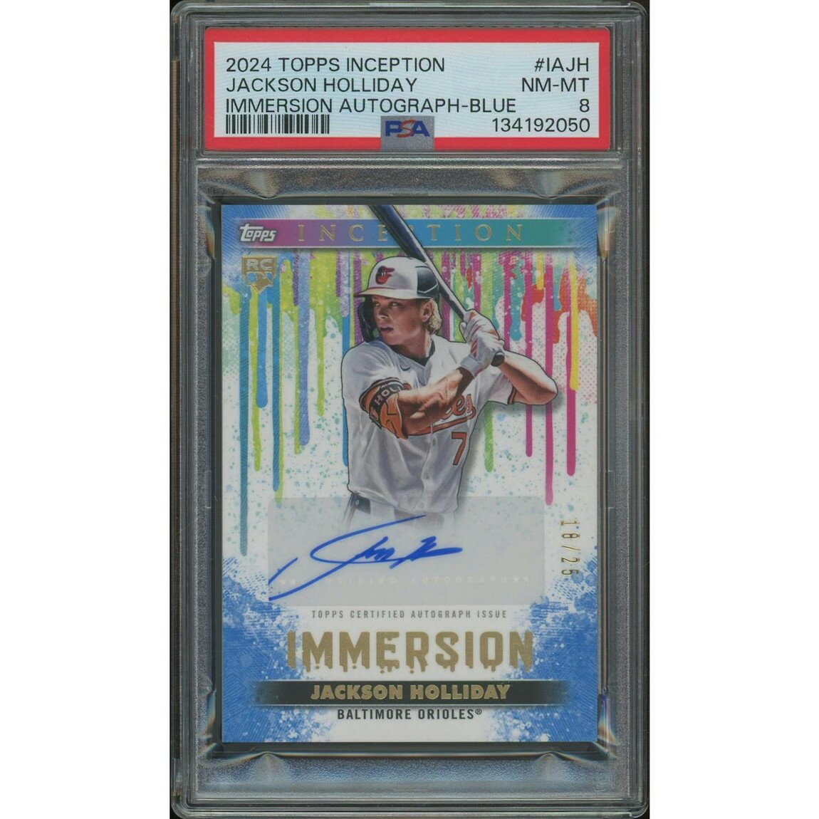 PRODUCT DETAILS 【中古】MLB 2024 Topps Inception ジャクソン・ホリデイ Blue Immersion Rookie Auto 18/25 #IAJH PSA 8 鑑定済【商品情報】・ 鑑定機関：PSA...