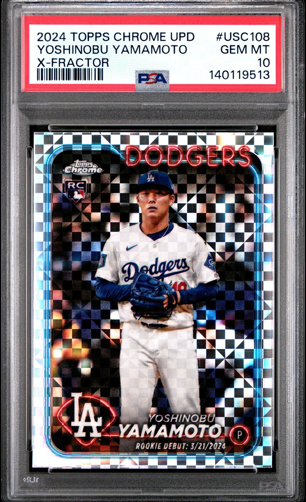 PRODUCT DETAILS MLB 2024 TOPPS CHROME UPDATE 山本由伸 X-フラクター #USC108 PSA 10 鑑定済【中古】【商品情報】・鑑定機関: PSA・グレード: 10・選手: 山本由伸 選手・年式...