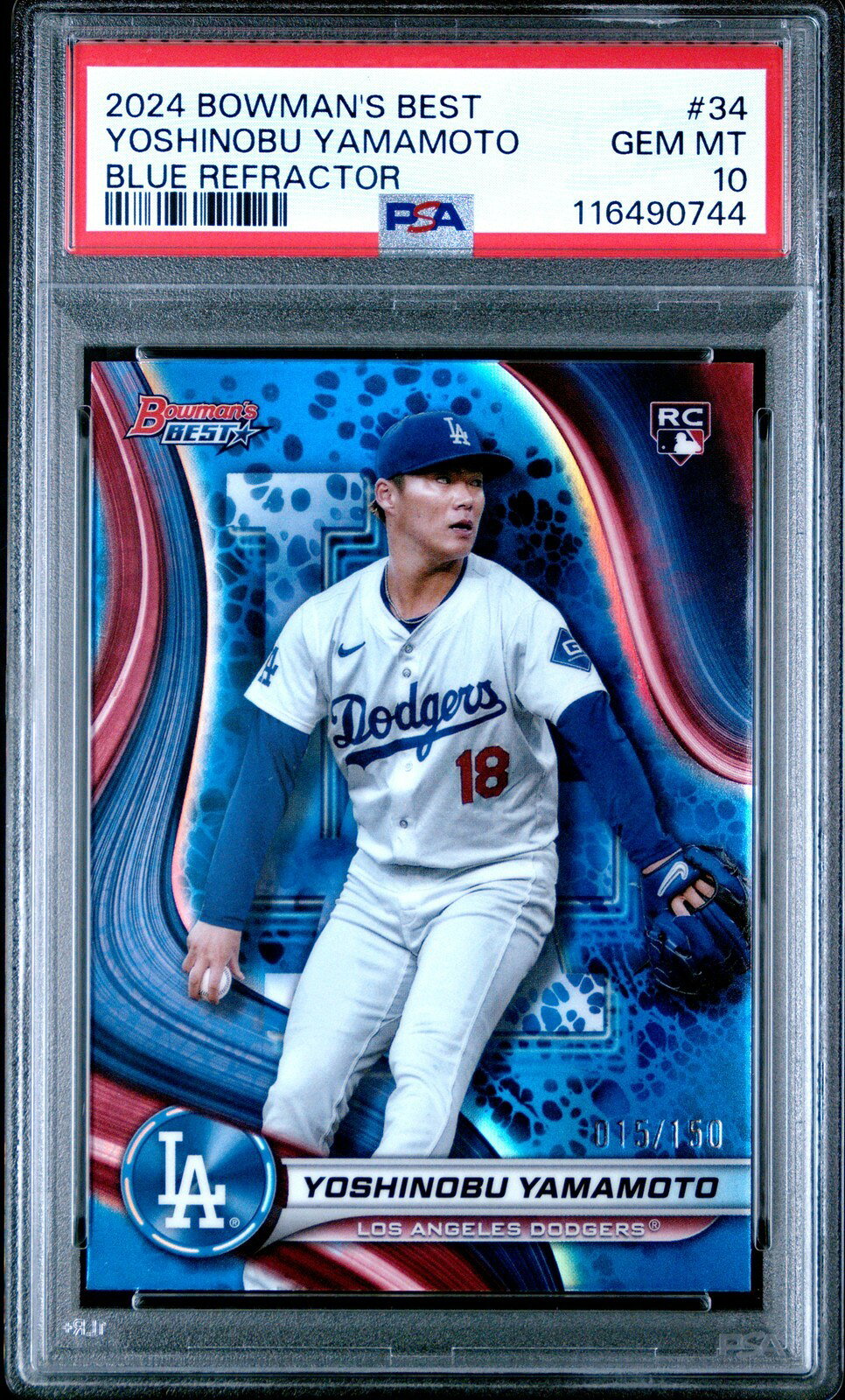 PRODUCT DETAILS MLB 2024 BOWMAN'S BEST 山本由伸 BLUE REFRACTOR #34 15/150 PSA 10 鑑定済【中古】【商品情報】・鑑定機関：PSA・グレード：10・選手：山本由伸選手・年式...