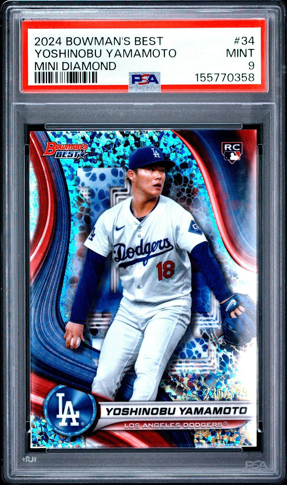 PRODUCT DETAILS MLB 2024 BOWMAN'S BEST 山本由伸 MINI DIAMOND /299 #34 PSA 9 鑑定済【中古】【商品情報】・鑑定機関：PSA・グレード：9・選手：山本由伸 選手・年式・シリーズ...