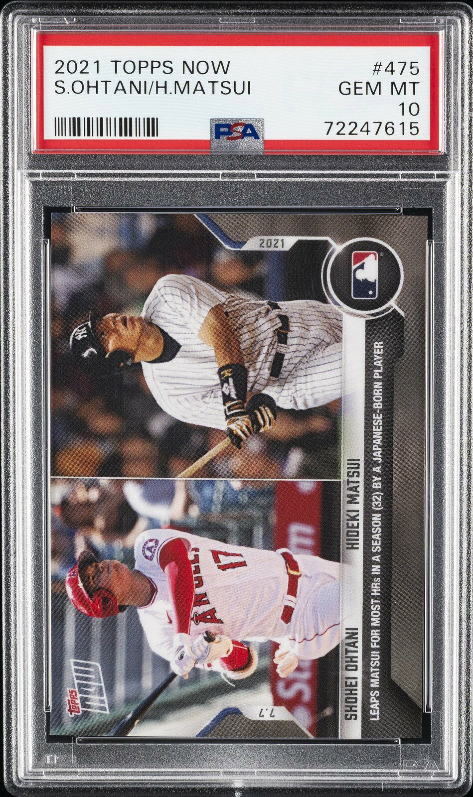 PRODUCT DETAILS MLB 2021 TOPPS NOW 松井秀喜 大谷翔平 #475 PSA10 鑑定済【中古】【商品情報】・鑑定機関：PSA・グレード：10・選手：松井秀喜選手、大谷翔平選手・年式・シリーズ：2021 TOP...