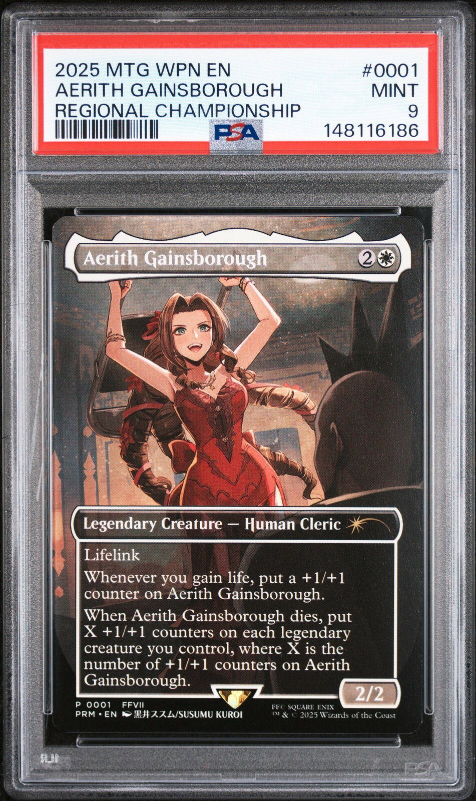 PRODUCT DETAILS 【商品情報】・鑑定機関：PSA・グレード：9・カード名（キャラクター）：AERITH GAINSBOROUGH・年式・シリーズ（セット名）：2025 WPN PROMOS REGIONAL CHAMPIONS...