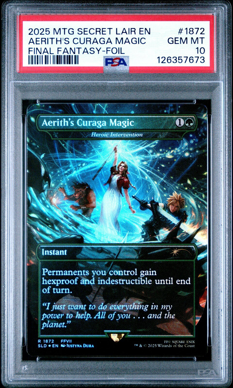 PRODUCT DETAILS 【商品情報】・鑑定機関: PSA・グレード: 10・カード名（キャラクター）: Aerith's Curaga・年式・シリーズ（セット名）: 2025 Secret Lair Drop・カード番号: #187...