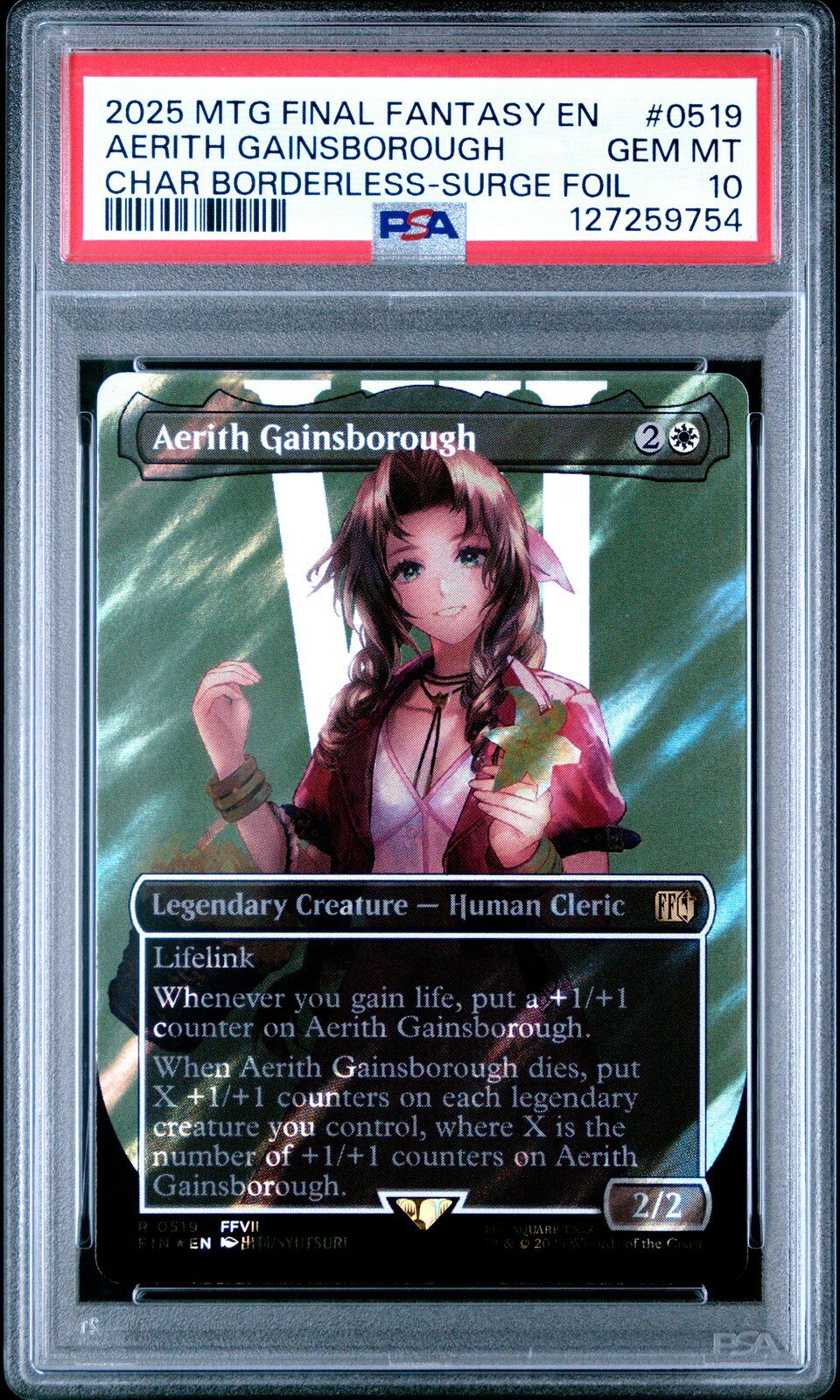 PRODUCT DETAILS 【商品情報】・鑑定機関:PSA・グレード:10・カード名（キャラクター）:Aerith Gainsborough・年式・シリーズ（セット名）:2025 MTG FINAL FANTASY・カード番号:#051...