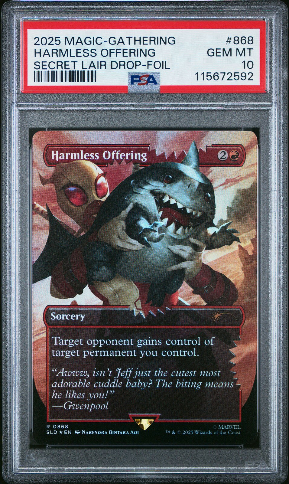 PRODUCT DETAILS 【商品情報】・鑑定機関:PSA・グレード:10・カード名（キャラクター）:Harmless Offering・年式・シリーズ（セット名）:2025 Secret Lair Drop・カード番号:#868・種別...