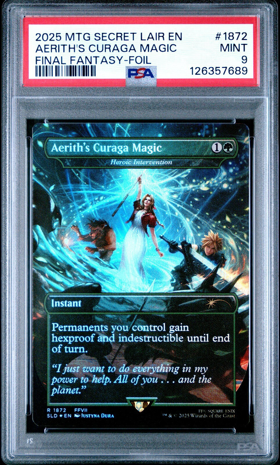 PRODUCT DETAILS 【商品情報】・鑑定機関：PSA・グレード：9・カード名（キャラクター）：Aerith's Curaga・年式・シリーズ（セット名）：2025 Secret Lair Drop・カード番号：#1872・種別：通...