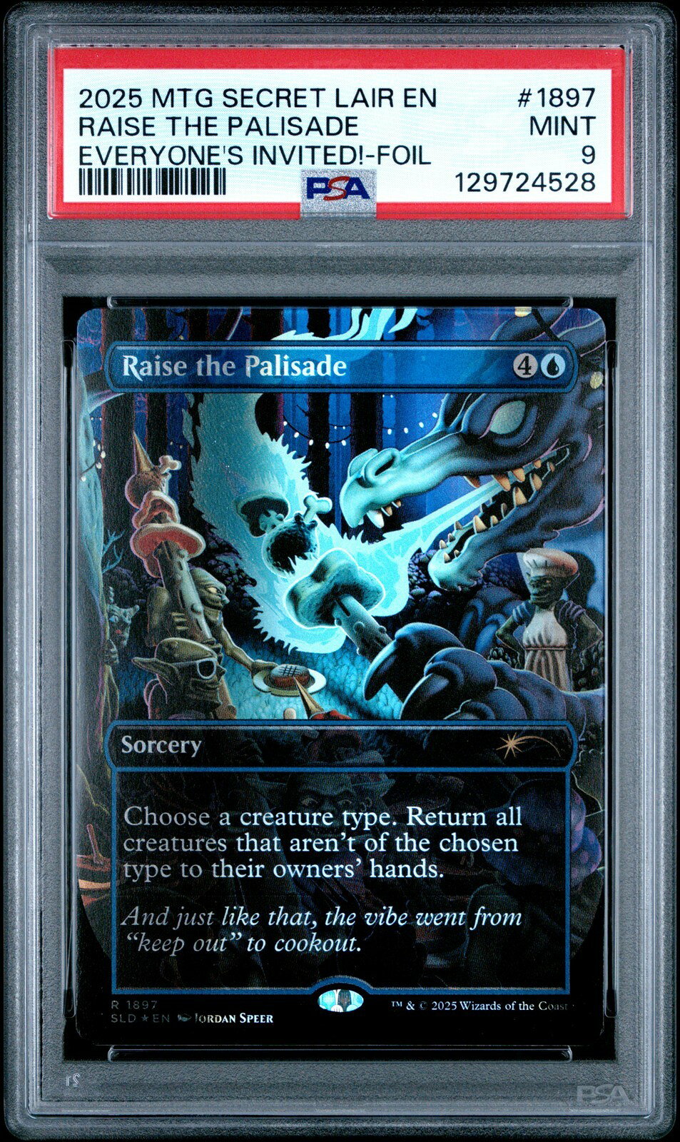PRODUCT DETAILS 【商品情報】・鑑定機関:PSA・グレード:9・カード名（キャラクター）:Raise the Palisade・年式・シリーズ（セット名）:2025 Secret Lair Drop Everyone's In...