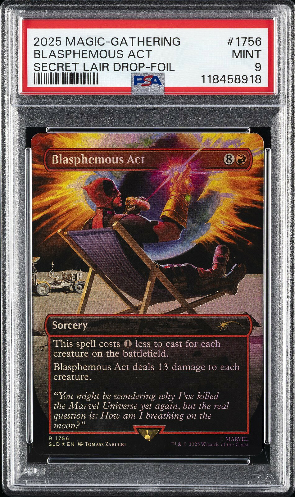 PRODUCT DETAILS 【商品情報】・鑑定機関: PSA・グレード: 9・カード名（キャラクター）: Blasphemous Act・年式・シリーズ（セット名）: 2025 MTG Secret Lair Drop Marvel's...