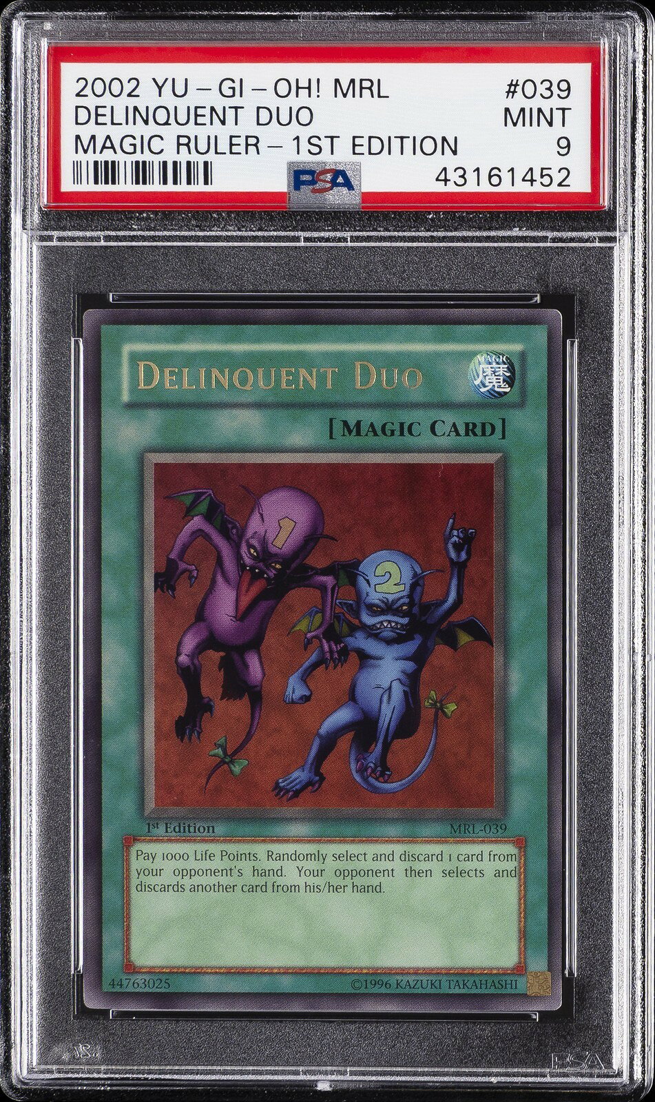 PRODUCT DETAILS 【商品情報】・鑑定機関：PSA・グレード：9・カード名（キャラクター）：DELINQUENT DUO・年式・シリーズ（セット名）：2002 MRL-MAGIC RULER 1ST EDITION・カード番号：...