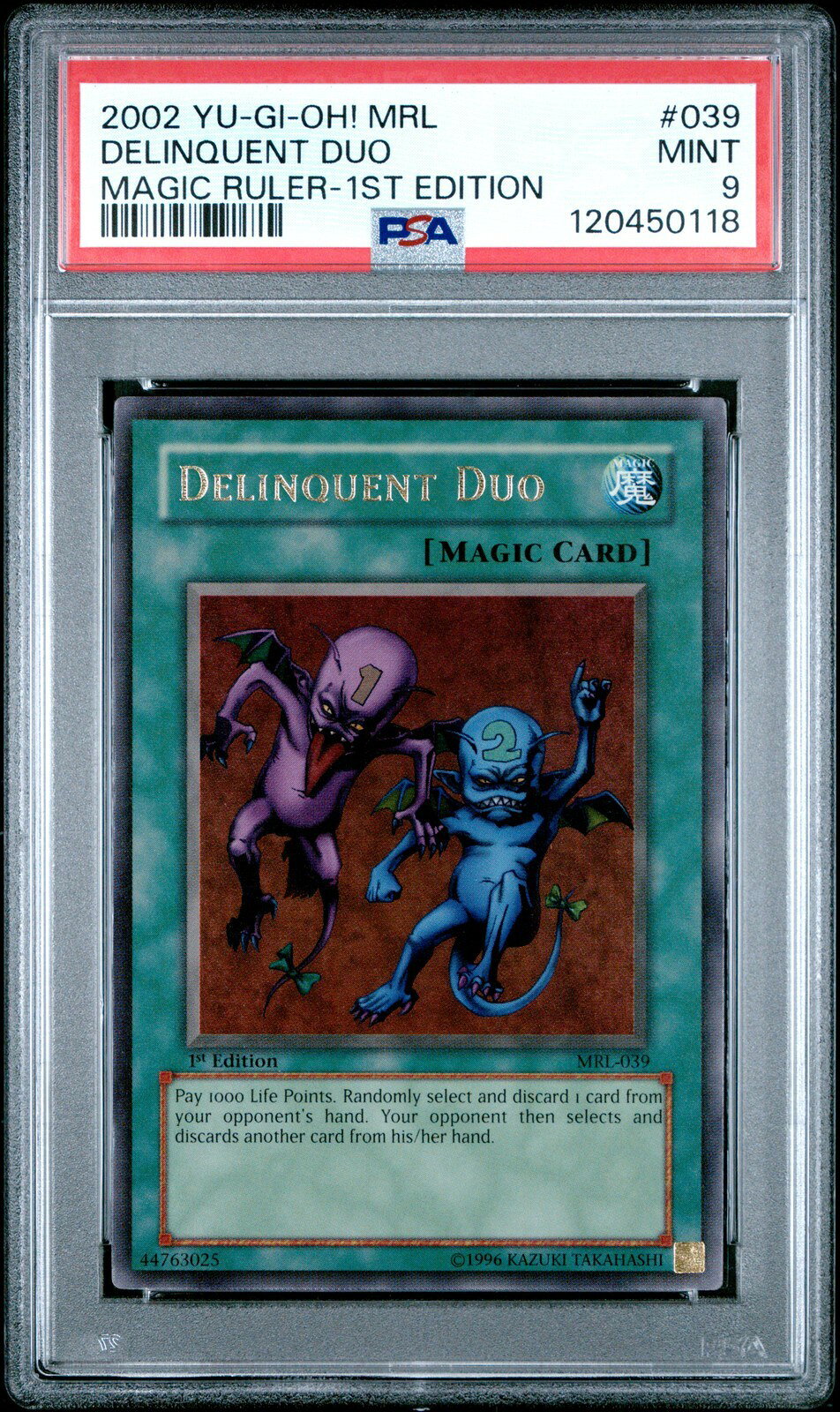 PRODUCT DETAILS 【商品情報】・鑑定機関：PSA・グレード：9・カード名（キャラクター）：DELINQUENT DUO・年式・シリーズ（セット名）：2002 MRL-MAGIC RULER 1ST EDITION・カード番号：...