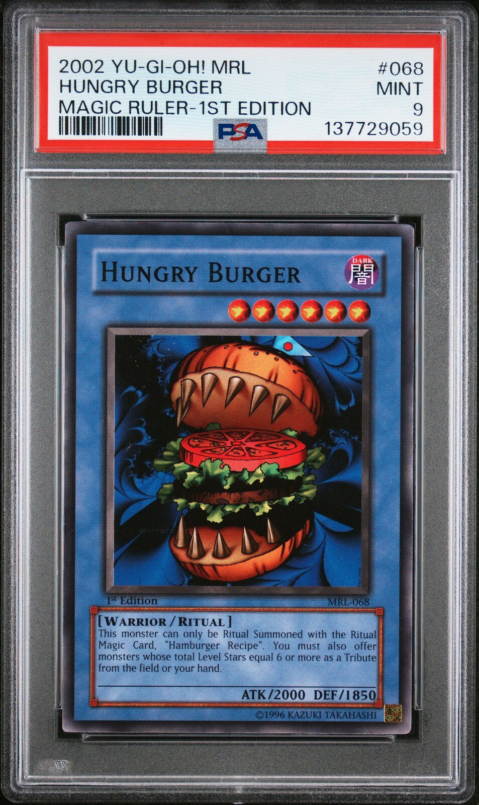 PRODUCT DETAILS 【商品情報】・鑑定機関：PSA・グレード：9・カード名（キャラクター）：Hungry Burger（ハングリーバーガー）・年式・シリーズ（セット名）：2002 MRL-MAGIC RULER・カード番号：#0...