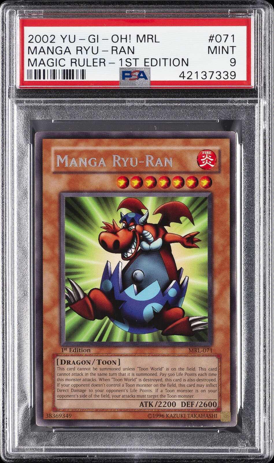 PRODUCT DETAILS 【商品情報】・鑑定機関:PSA・グレード:9・カード名（キャラクター）:Manga Ryu-Ran (マンガ・リュウ・ラン)・年式・シリーズ（セット名）:2002 MRL-Magic Ruler 1st Ed...