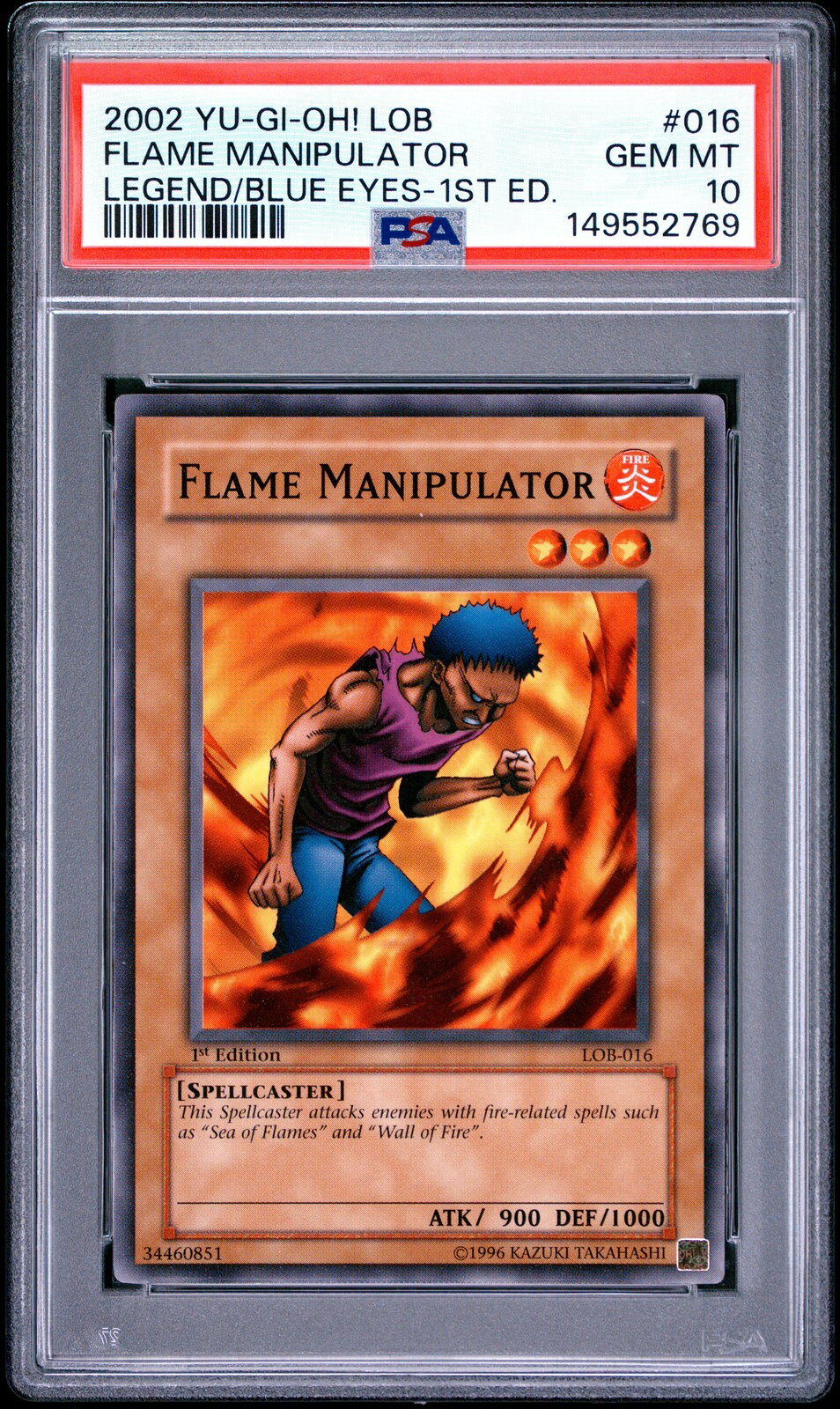 PRODUCT DETAILS 【商品情報】・鑑定機関:PSA・グレード:10・カード名（キャラクター）:FLAME MANIPULATOR・年式・シリーズ（セット名）:2002 LOB-LEGEND OF BLUE EYES WHITE ...