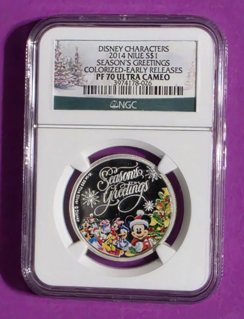 PRODUCT DETAILS 【商品情報】・鑑定機関:NGC・グレード:PF70 ULTRA CAMEO EARLY RELEASES・発行年・発行国:2014年・ニウエ・額面:0.5ドル・テーマ・シリーズ:ディズニー シーズンズ・グリー...