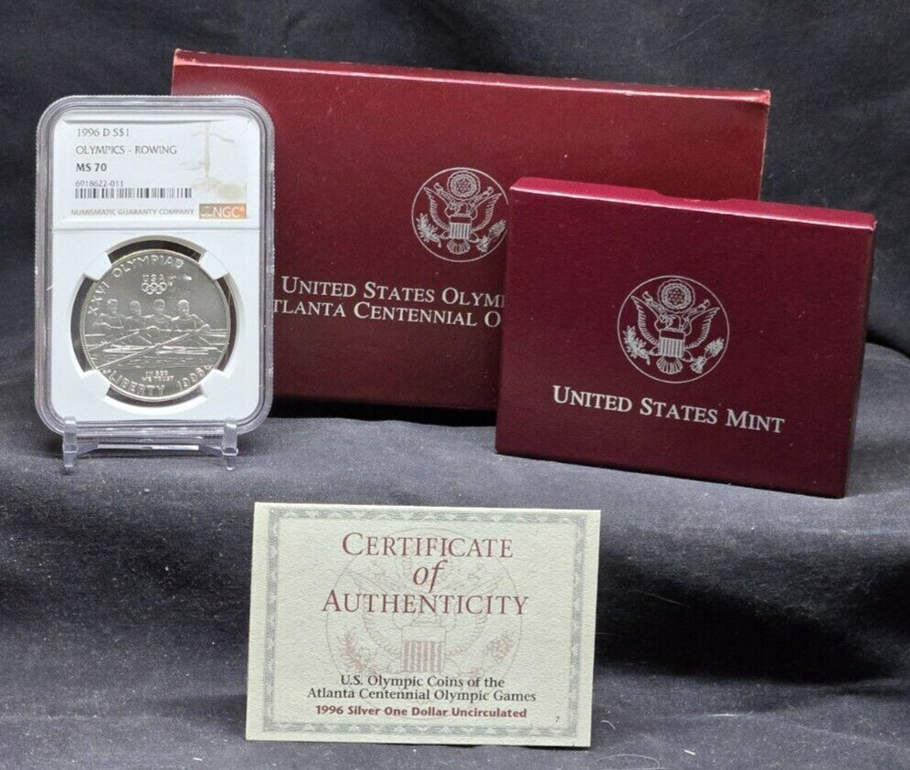 PRODUCT DETAILS 【商品情報】・鑑定機関: NGC・グレード: MS70・発行年・発行国: 1996年・アメリカ・額面: 1ドル・テーマ・シリーズ: オリンピック ボート競技・素材・重量: 銀貨【コンディション】・第三者鑑定機...