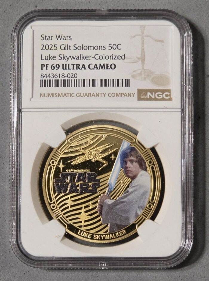 PRODUCT DETAILS 【商品情報】・鑑定機関: NGC・グレード: PF69 UC・発行年・発行国: 2025年 ソロモン諸島・額面: 1/2ドル・テーマ・シリーズ: スター・ウォーズ ルーク・スカイウォーカー・素材・重量: 24...