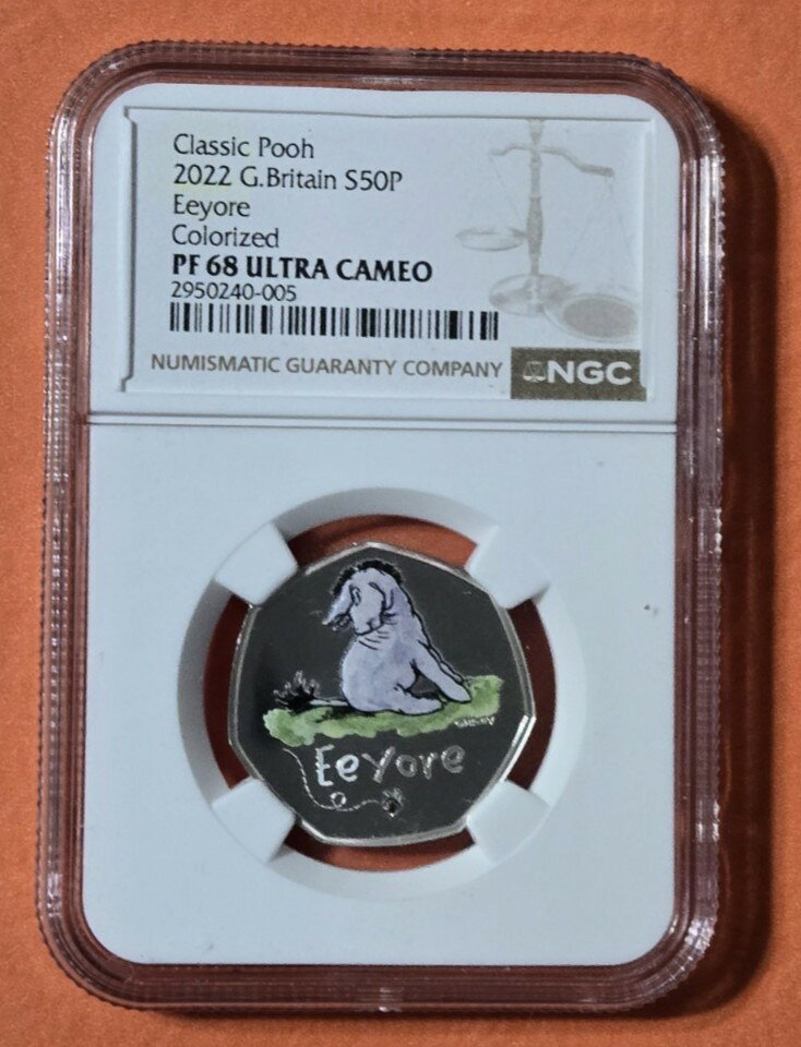 PRODUCT DETAILS 【商品情報】・鑑定機関: NGC・グレード: PF68 UC・発行年・発行国: 2022年 イギリス・額面: 50ペンス・テーマ・シリーズ: ディズニー くまのプーさん イーヨー・素材・重量: 銀貨【コンディ...